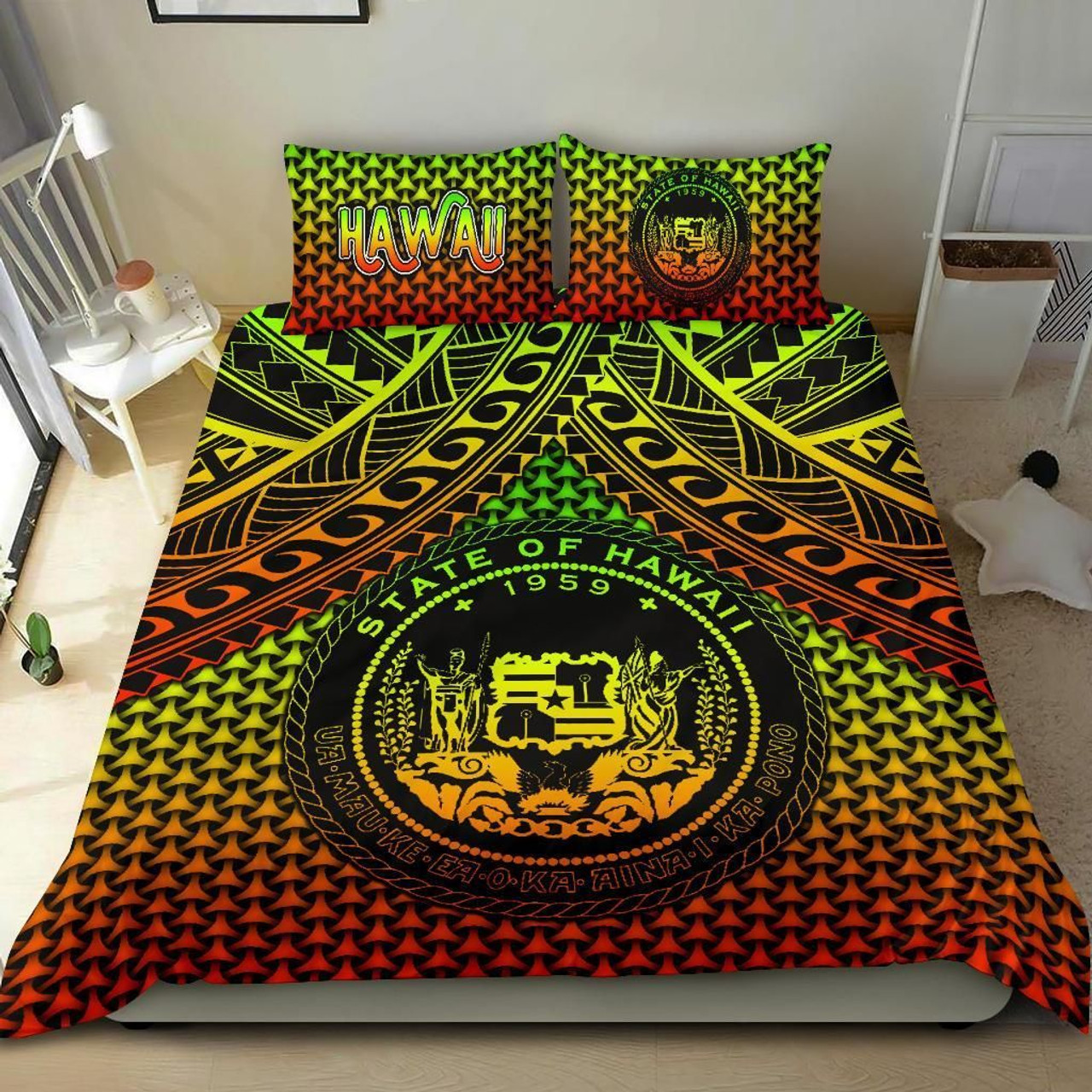 Polynesian Hawaii Bedding Set Reggae Vintage Polynesian Patterns