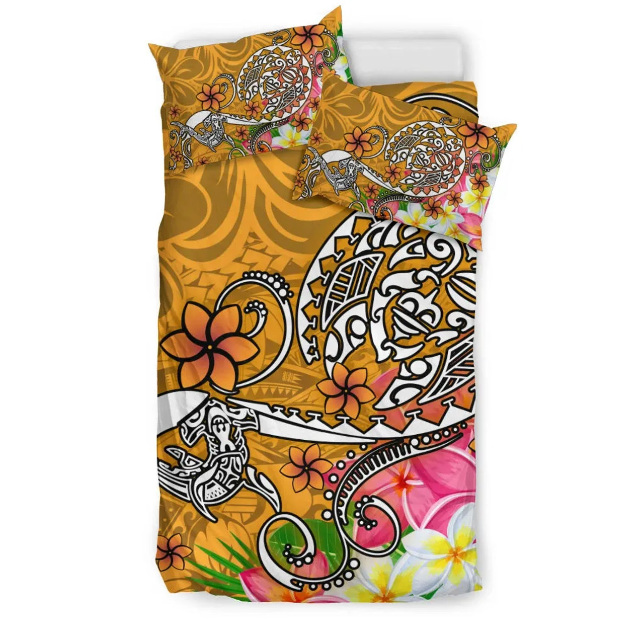 Polynesian Bedding Set Turtle Plumeria Gold Color