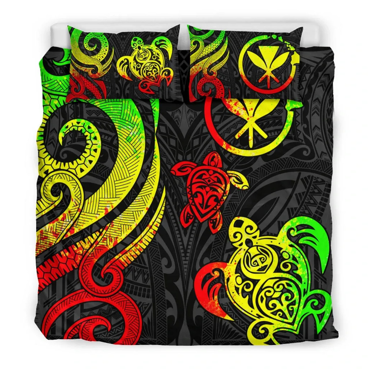Polynesian Hawaii Bedding Set Reggae Tentacle Turtle