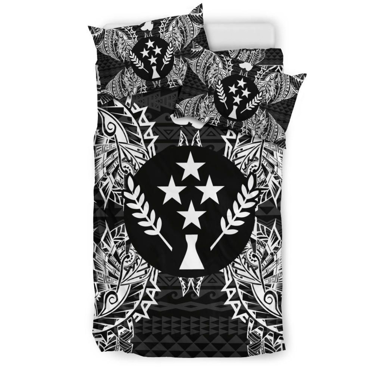 Polynesian Bedding Set Kosrae Duvet Cover Set Map Black