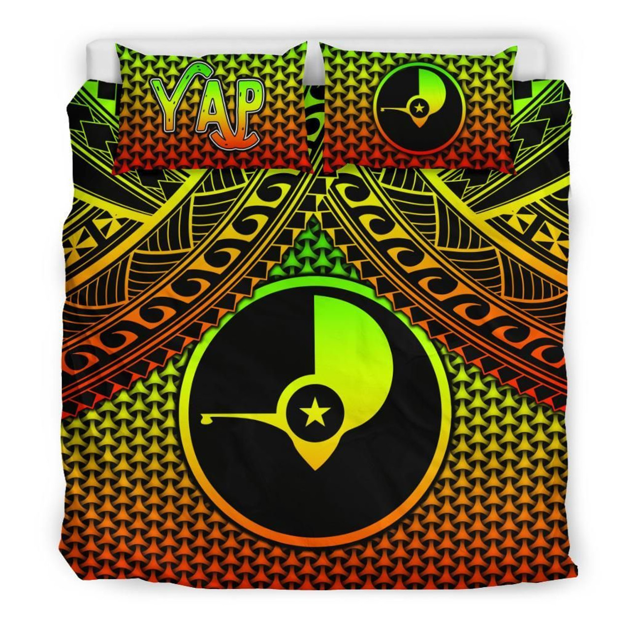 Polynesian Yap Bedding Set Reggae Vintage Polynesian Patterns
