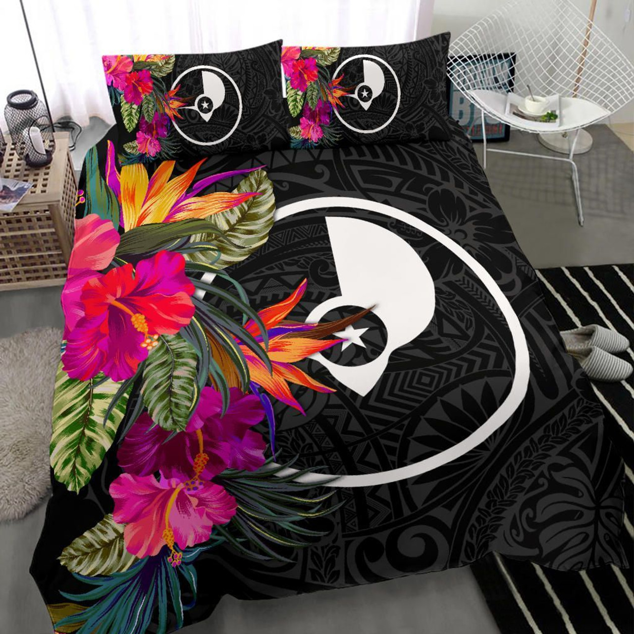 Yap Bedding Set Polynesian Hibiscus Pattern