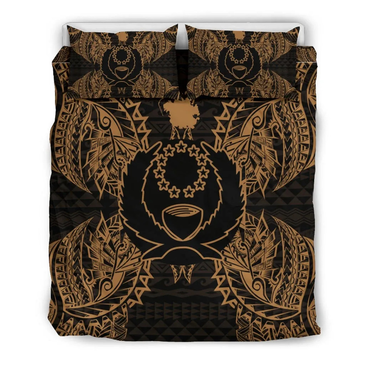 Polynesian Bedding Set Pohnpei Duvet Cover Set Map Gold