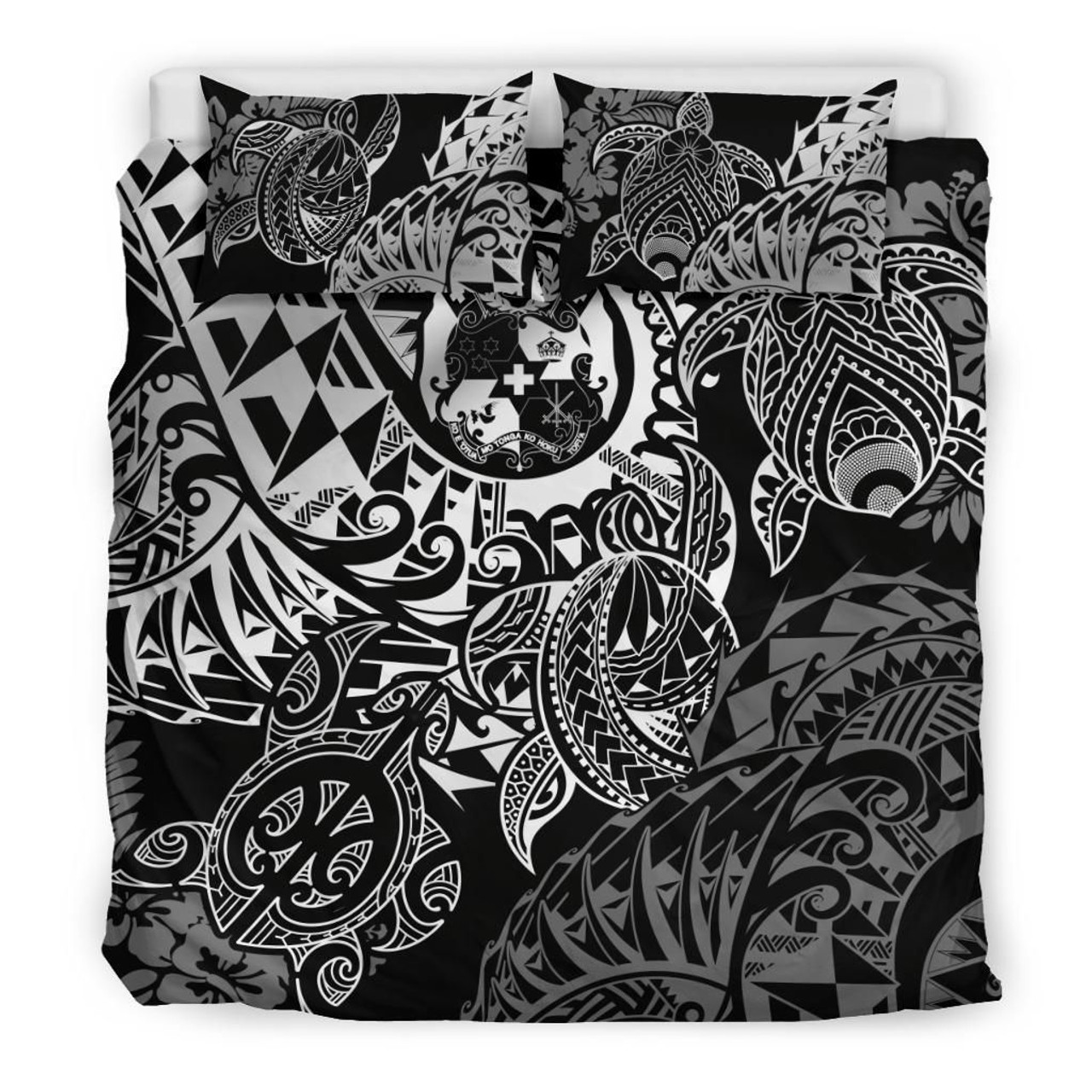 Polynesian Duvet Cover Tonga Bedding Set White Turtle Flowing