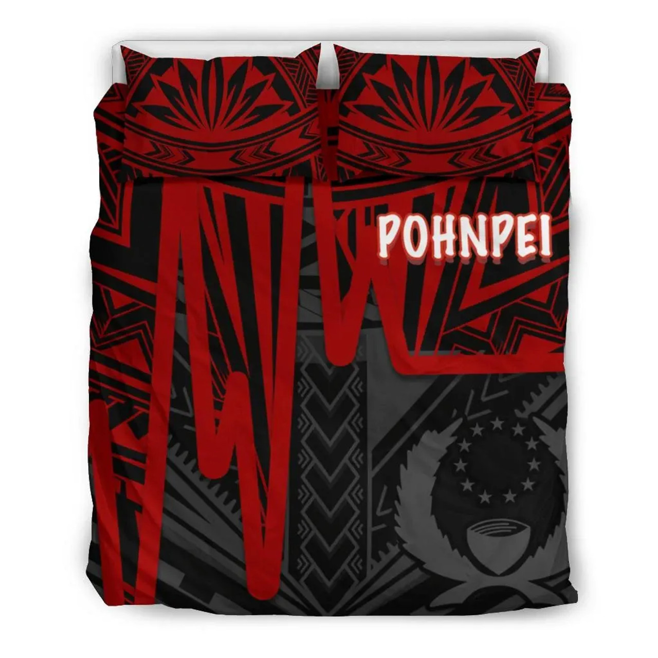Pohnpei Bedding Set Pohnpei Seal In Heartbeat Patterns Style Red