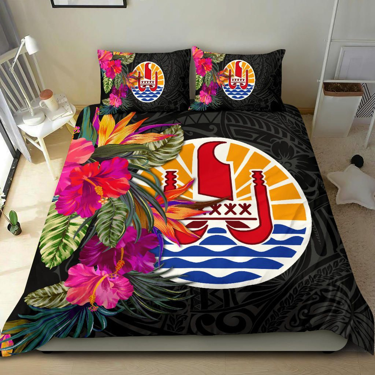 Tahiti Bedding Set Polynesian Hibiscus Pattern