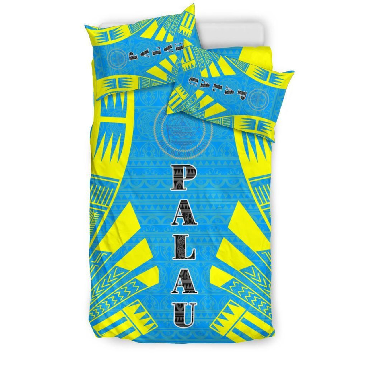 Palau Duvet Cover Set Polynesian Tattoo Flag
