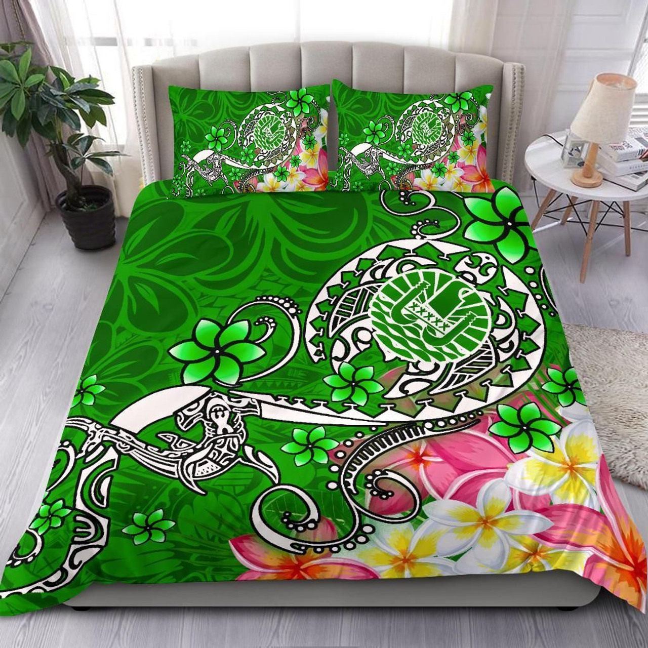 Tahiti Bedding Set Turtle Plumeria Green