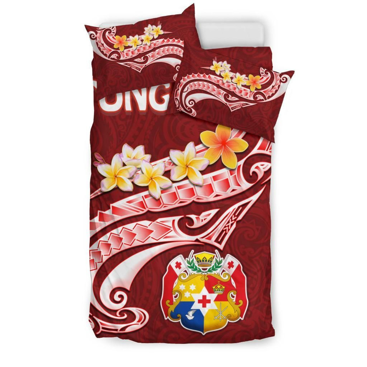 Tonga Bedding Set Tonga Coat Of Arms With Polynesian Patterns
