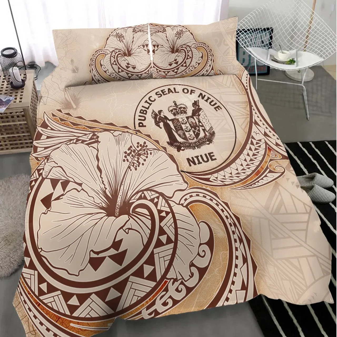 Niue Bedding Set Hibiscus Flower Vintage Style