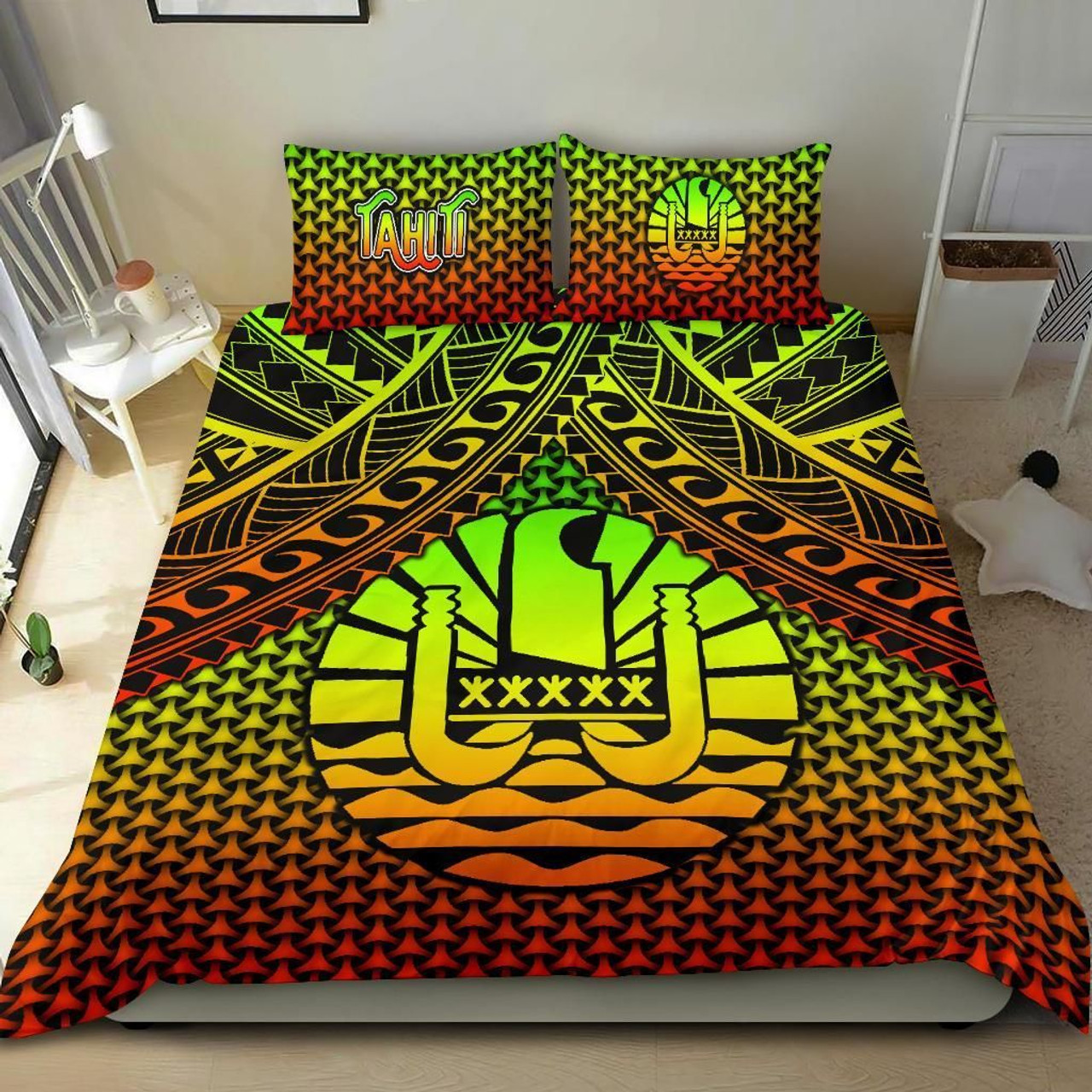 Polynesian Tahiti Bedding Set Reggae Vintage Polynesian Patterns
