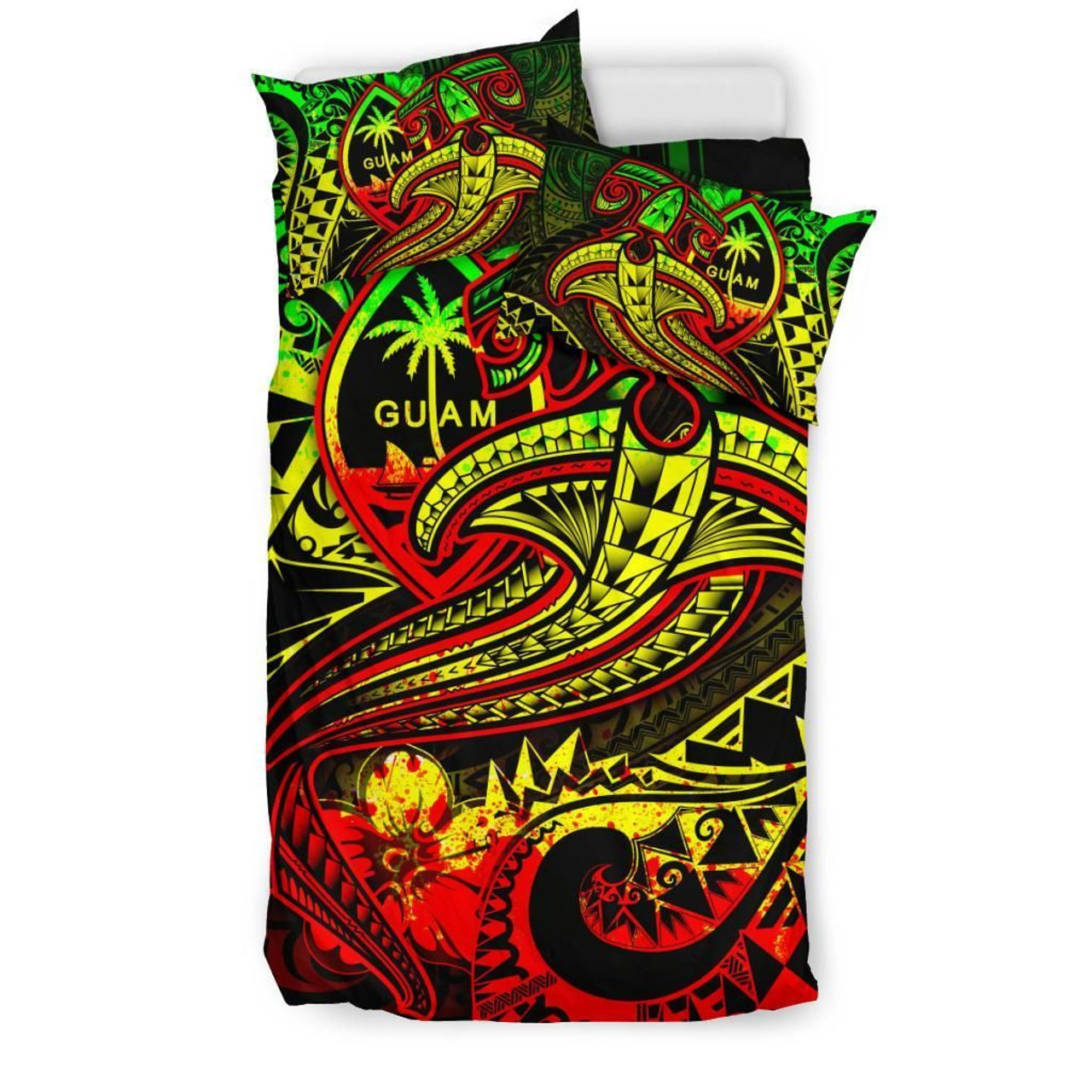 Guam Polynesian Bedding Set Reggae Shark Polynesian Tattoo