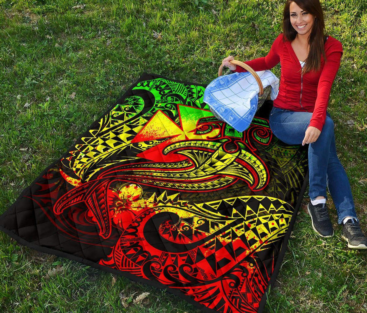 Polynesian Wallis And Futuna Premium Quilt Reggae Shark Polynesian Tattoo