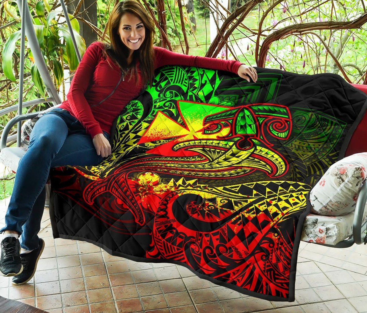 Polynesian Wallis And Futuna Premium Quilt Reggae Shark Polynesian Tattoo