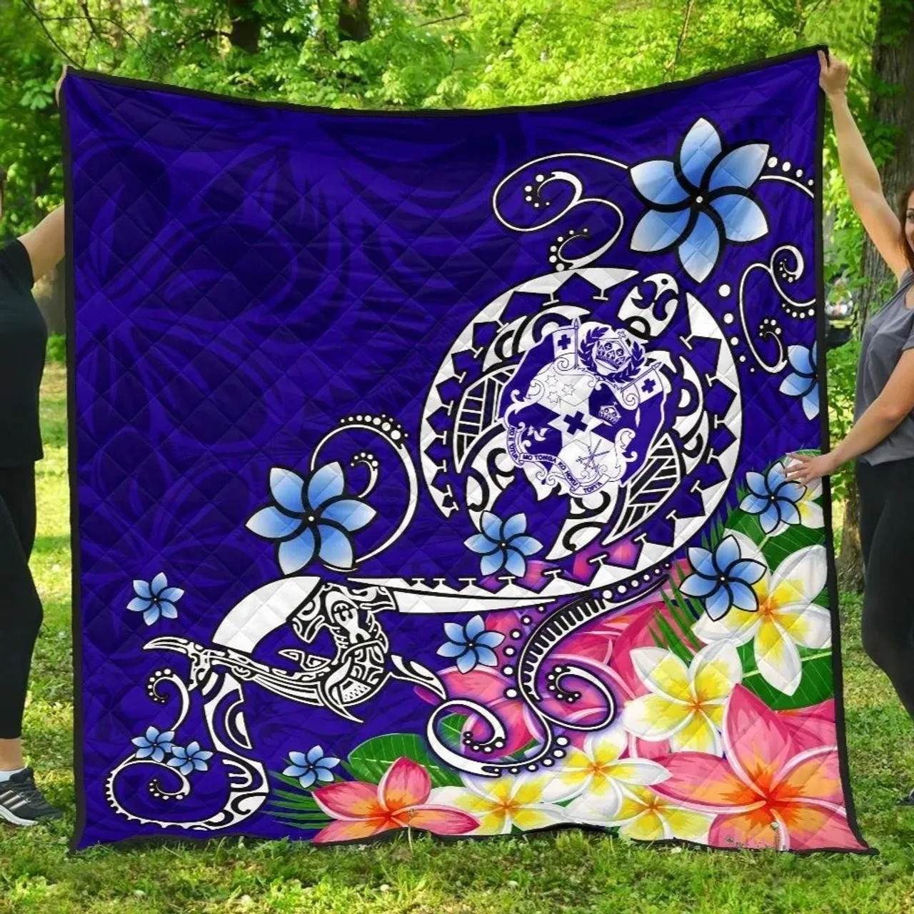 Tonga Premium Quilt Turtle Plumeria Blue