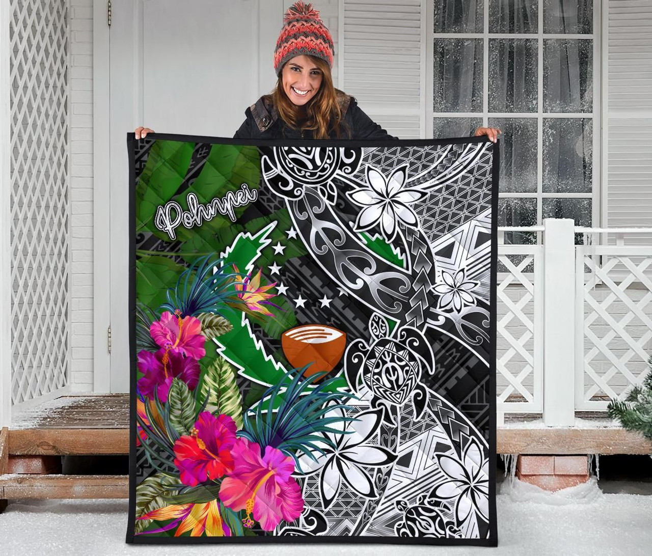 Pohnpei Premium Quilt Turtle Plumeria Banana Leaf