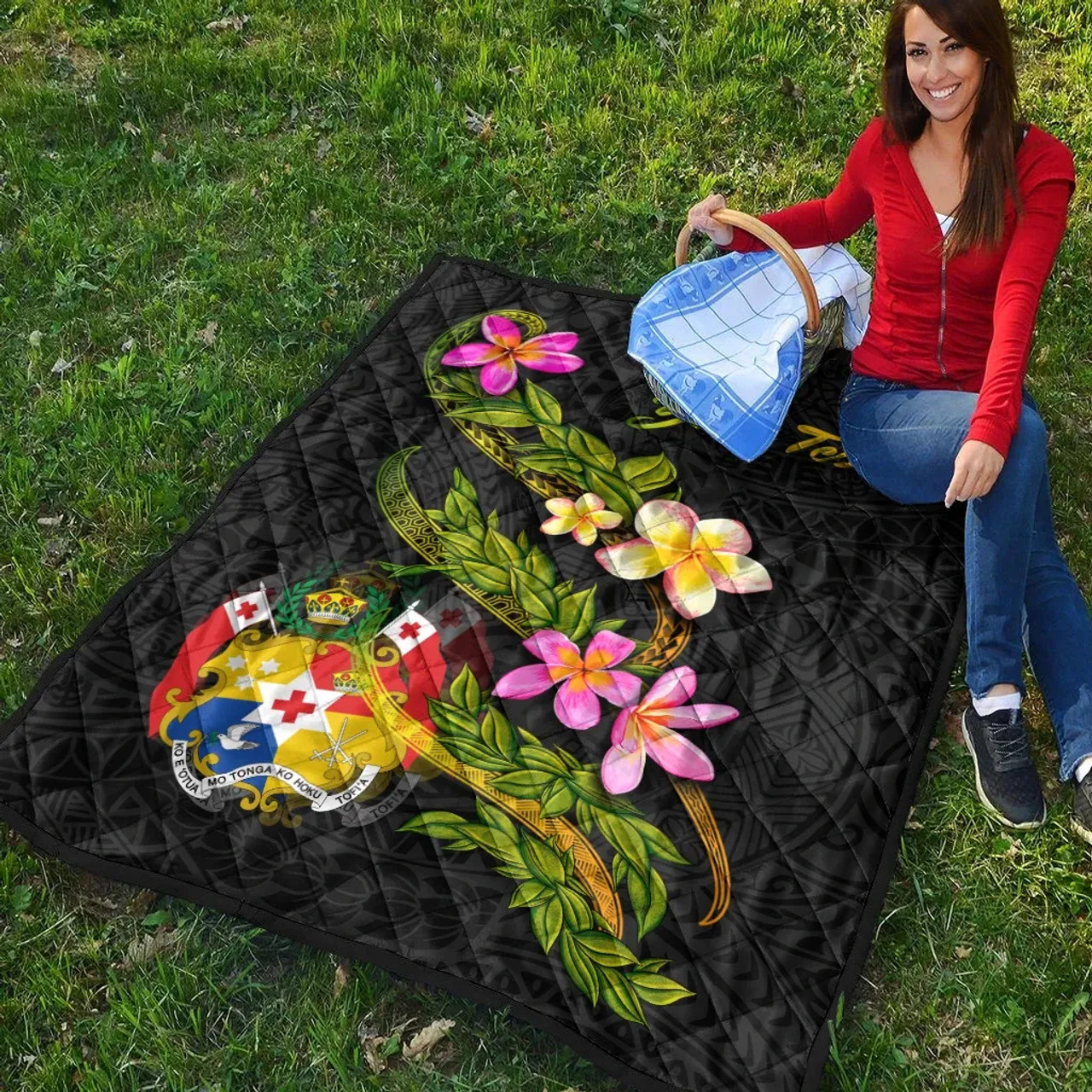 Tonga Polynesian Custom Personalised Quilt Plumeria Tribal