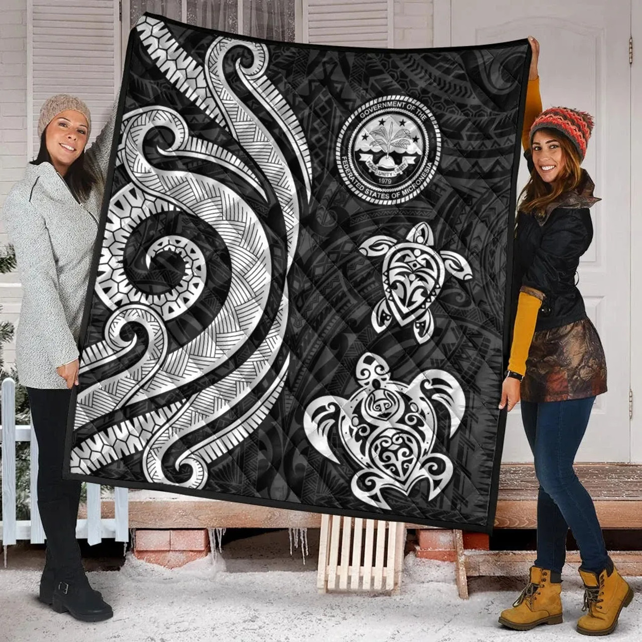 Federated States Of Micronesia Premium Quilt White Tentacle Turtle