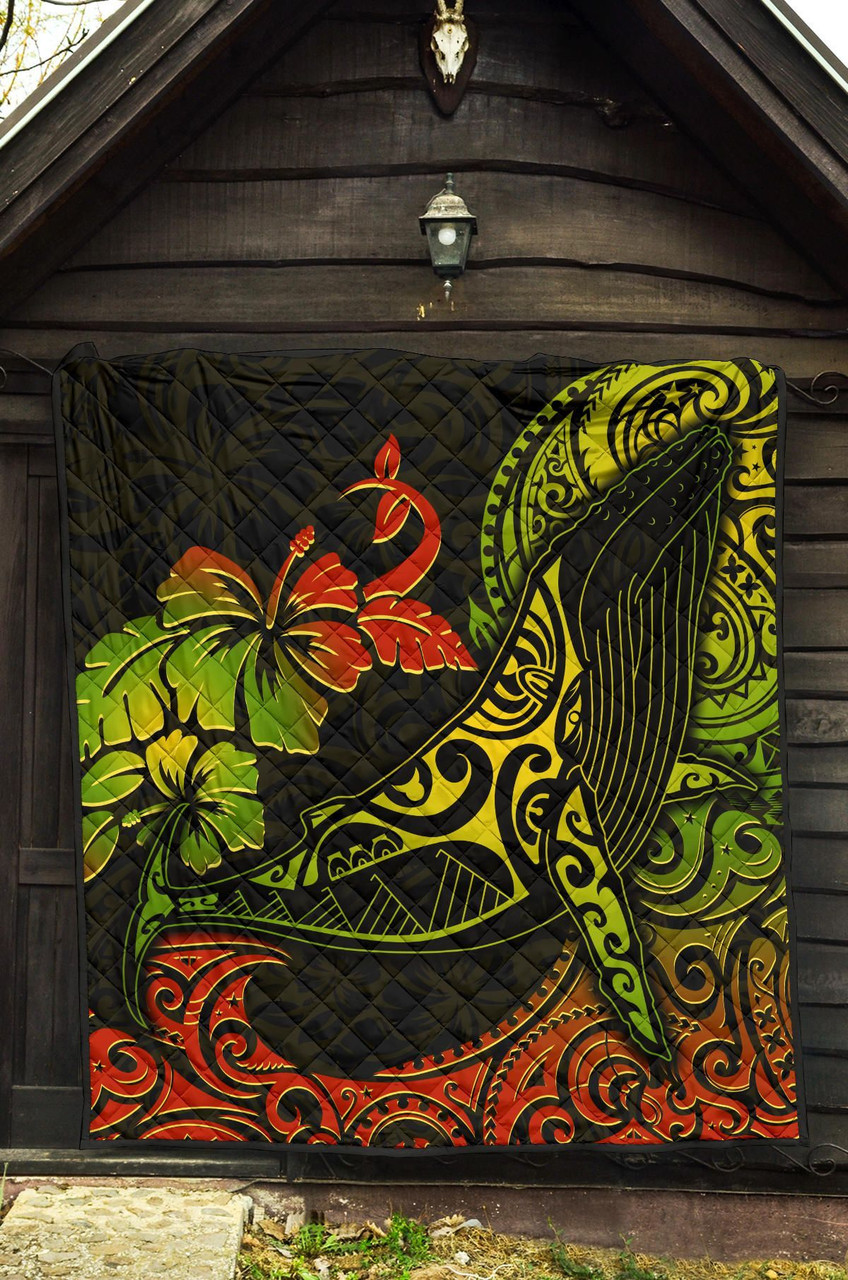 Hawaii Premium Quilt Humpback Whale Hibiscus