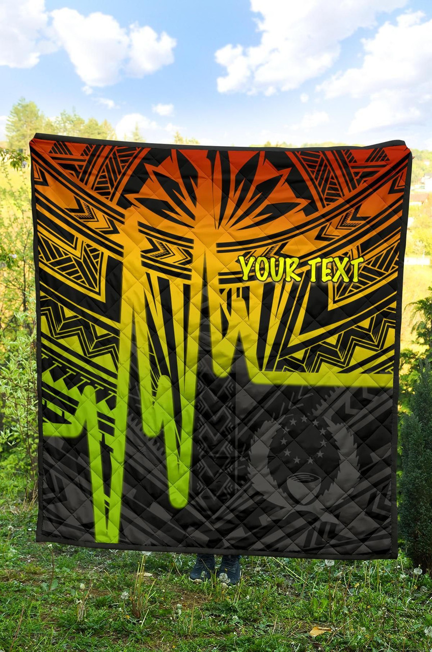Pohnpei Personalised Premium Quilt Pohnpei Seal In Heartbeat Patterns
