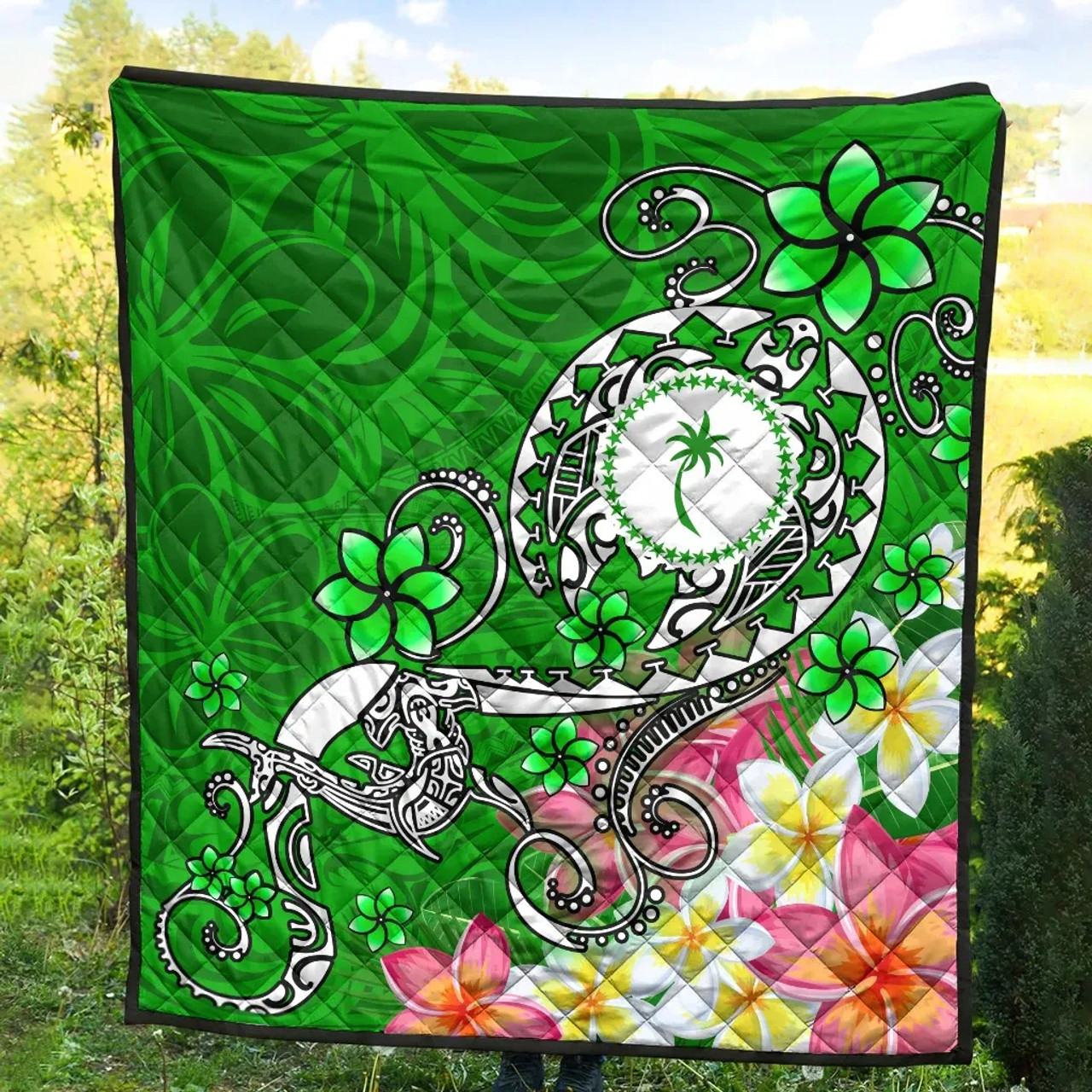 Kosrae Premium Quilt Turtle Plumeria Green