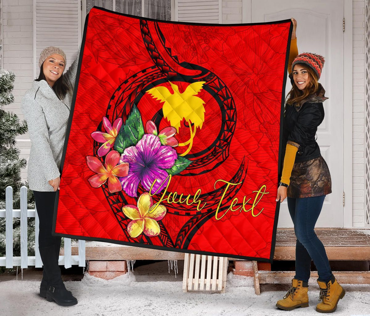 Papua New Guinea Polynesian Custom Personalised Premium Quilt Floral