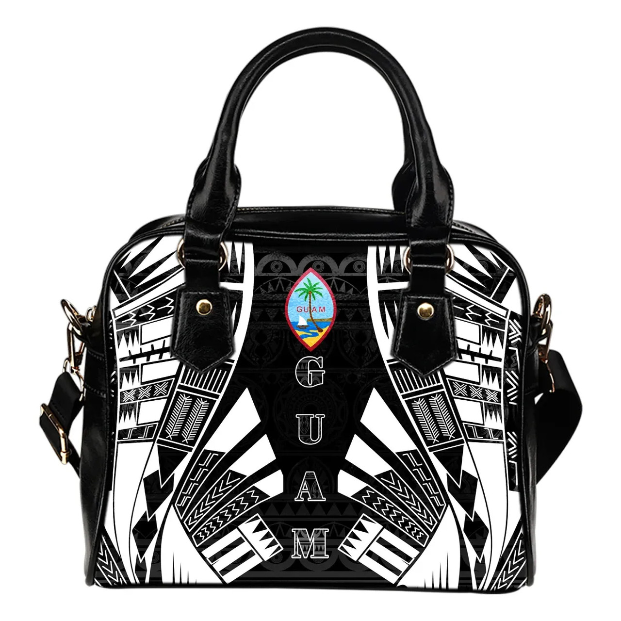Guam Shoulder Handbag Polynesian Tattoo Black