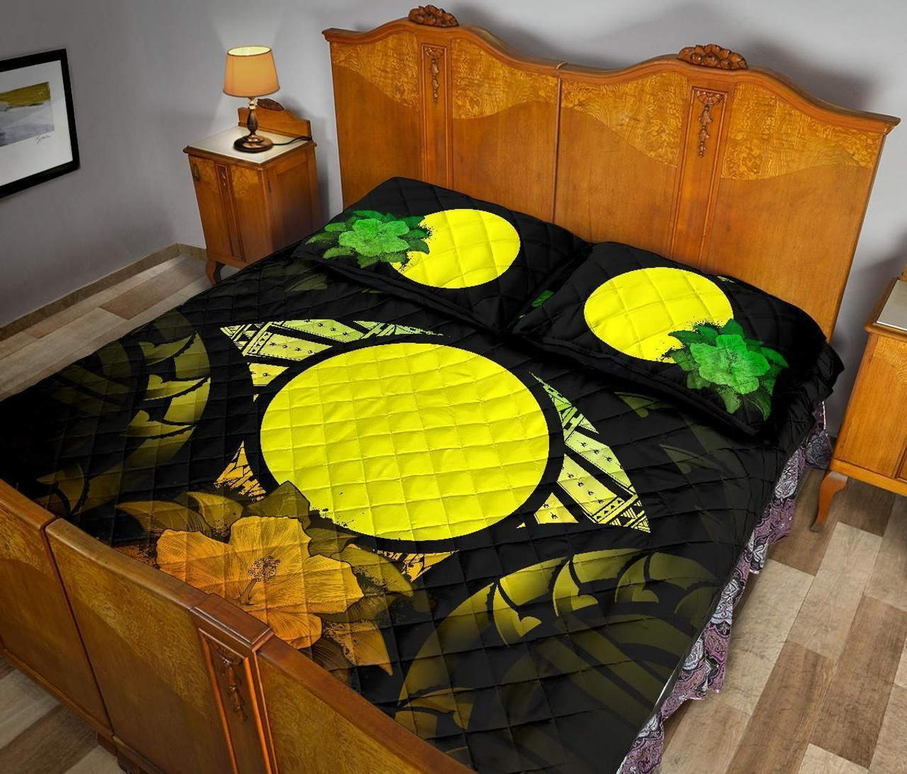 Palau Polynesian Quilt Bed Set Hibiscus Reggae