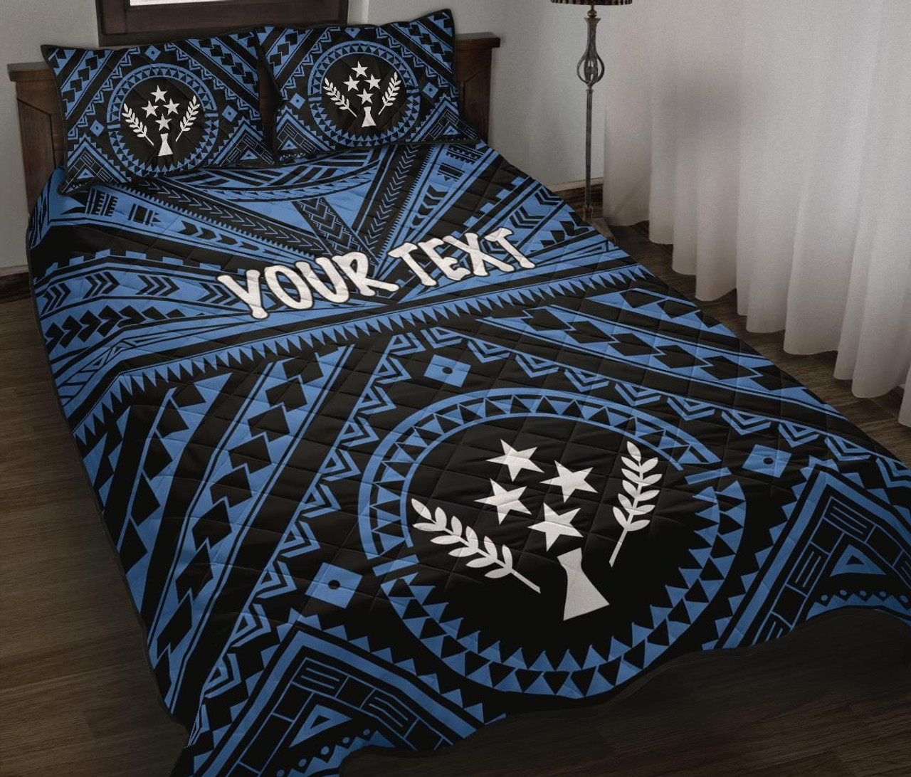 Kosrae Personalised Quilt Bed Set Kosrae Flag In Polynesian Tattoo