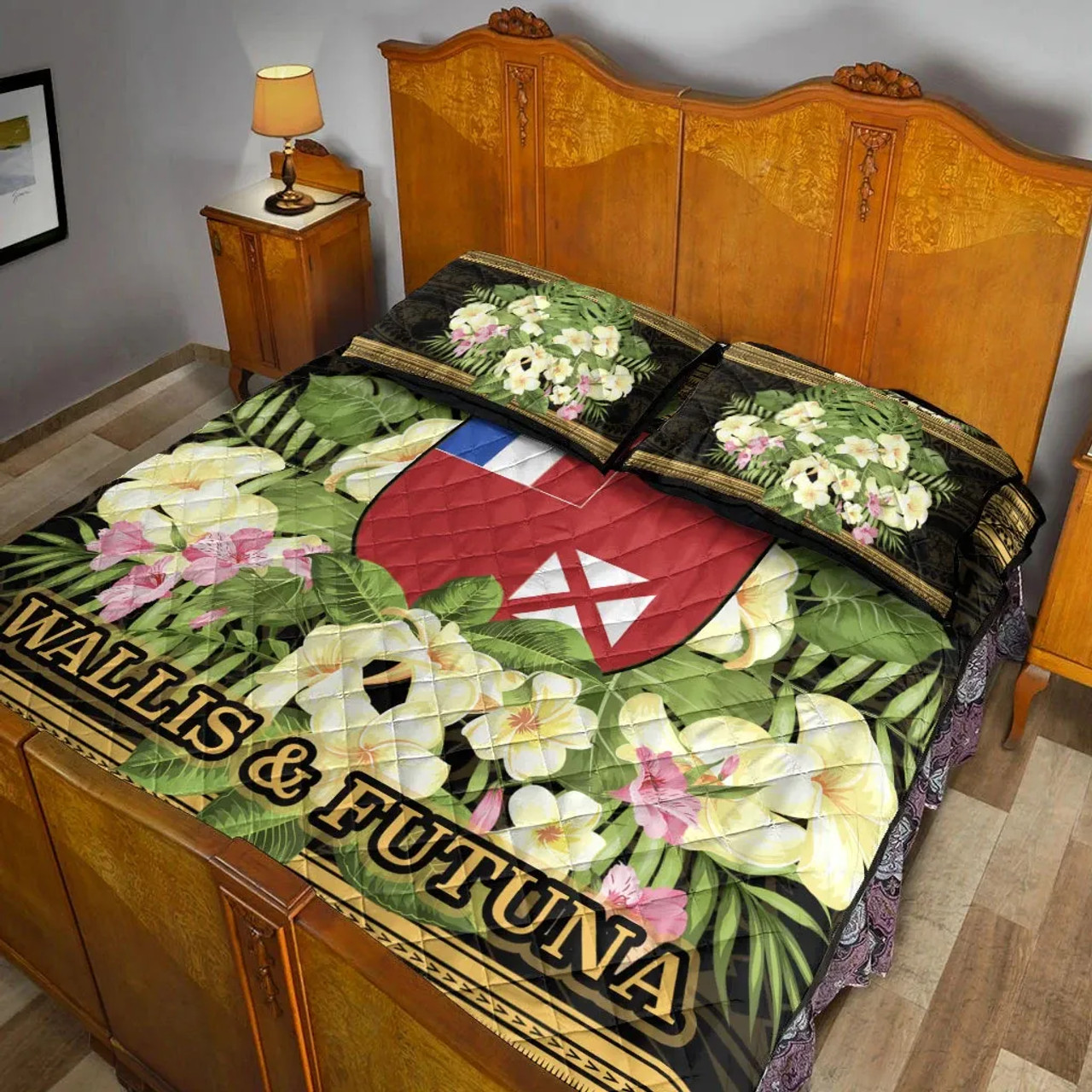Wallis And Futuna Quilt Bed Set Polynesian Gold Patterns Collection