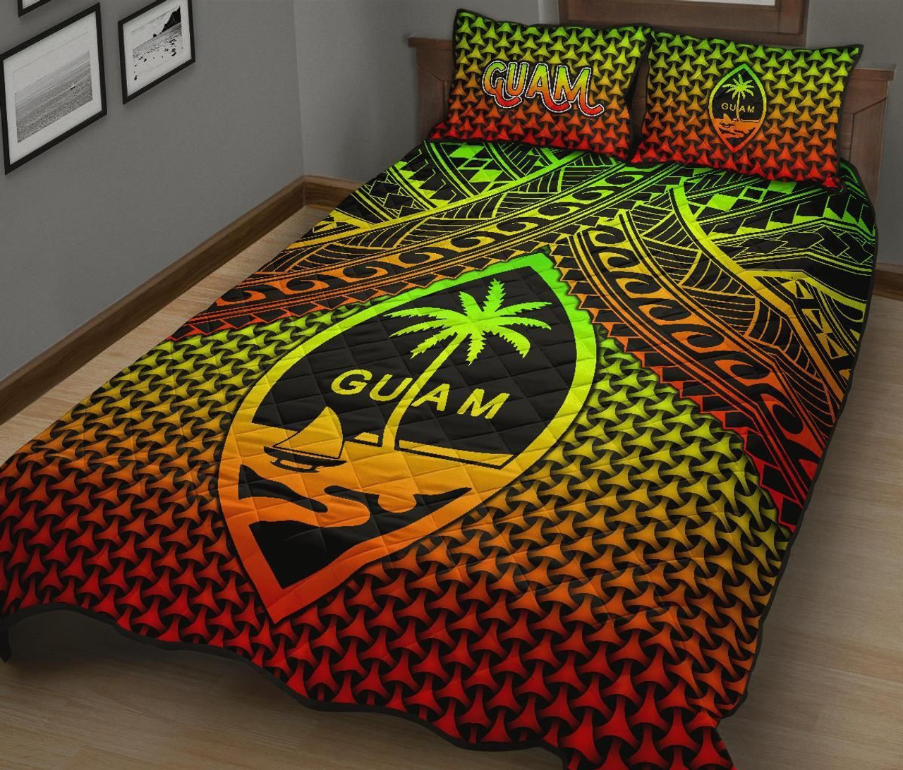 Polynesian Guam Quilt Bed Set Reggae Vintage Polynesian Patterns