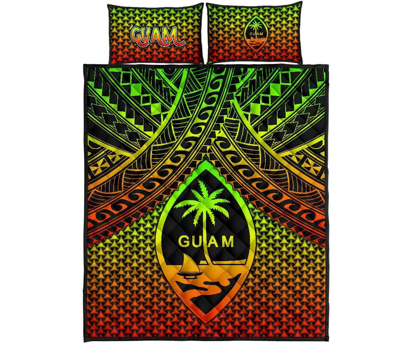 Polynesian Guam Quilt Bed Set Reggae Vintage Polynesian Patterns