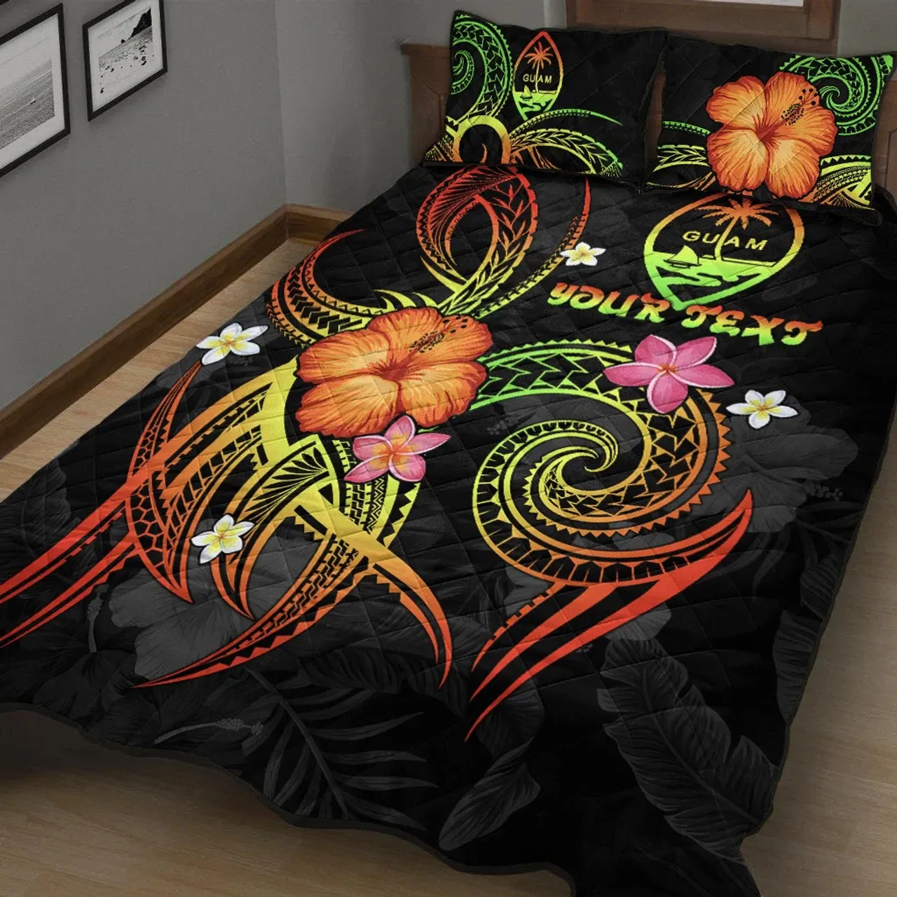Guam Polynesian Personalised Quilt Bed Set Legend Of Guam Reggae
