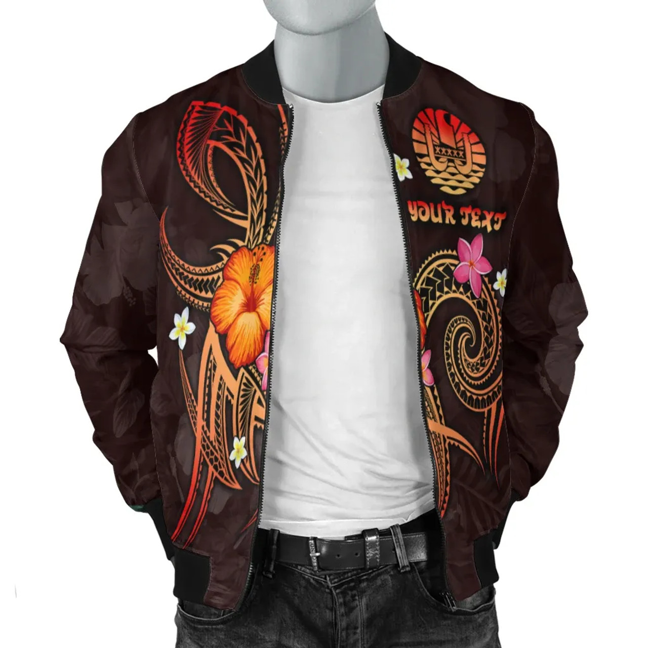 Polynesian Tahiti Personalised Bomber Jacket Legend Of Tahiti Red