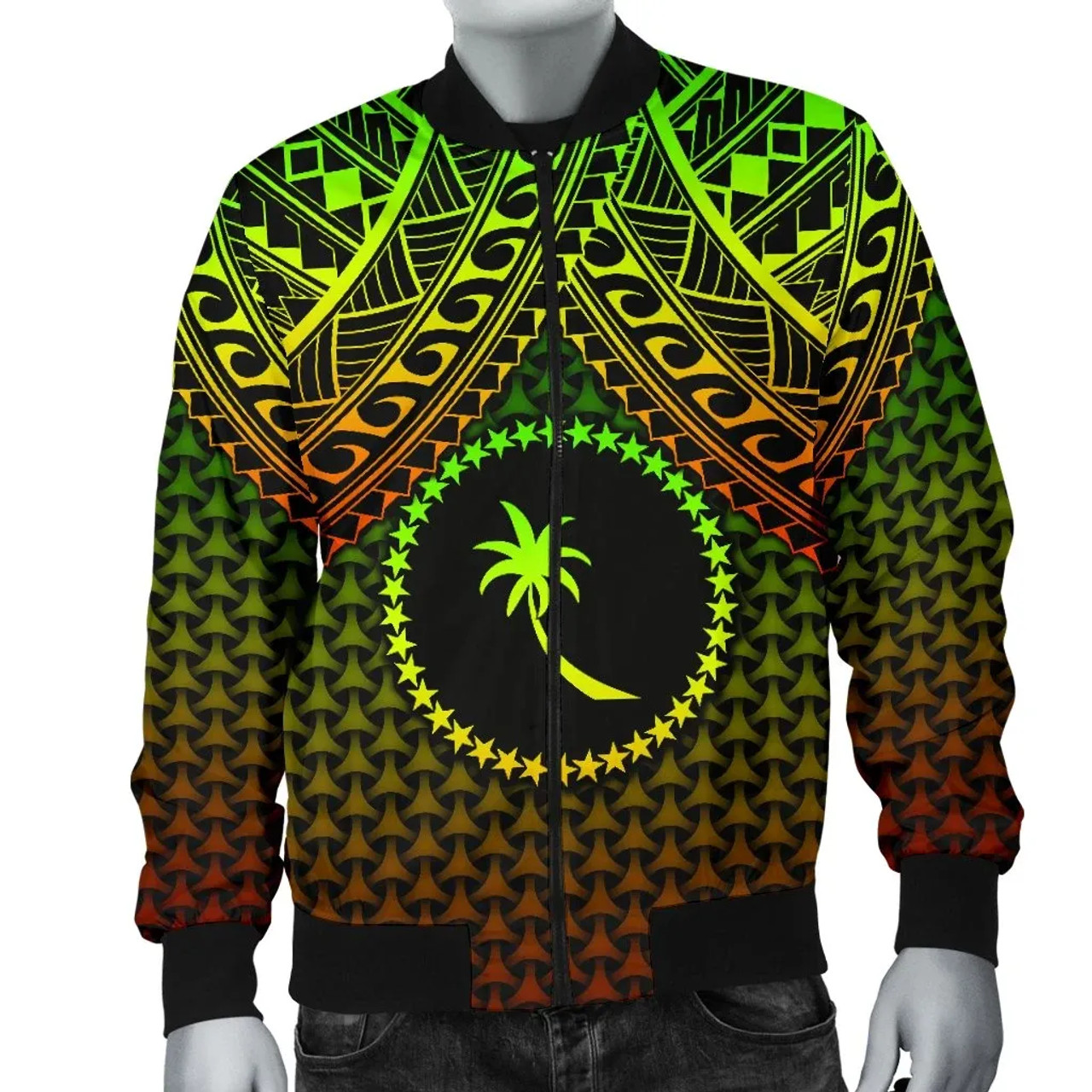 Polynesian Chuuk Bomber Jacket Reggae Vintage Polynesian Patterns