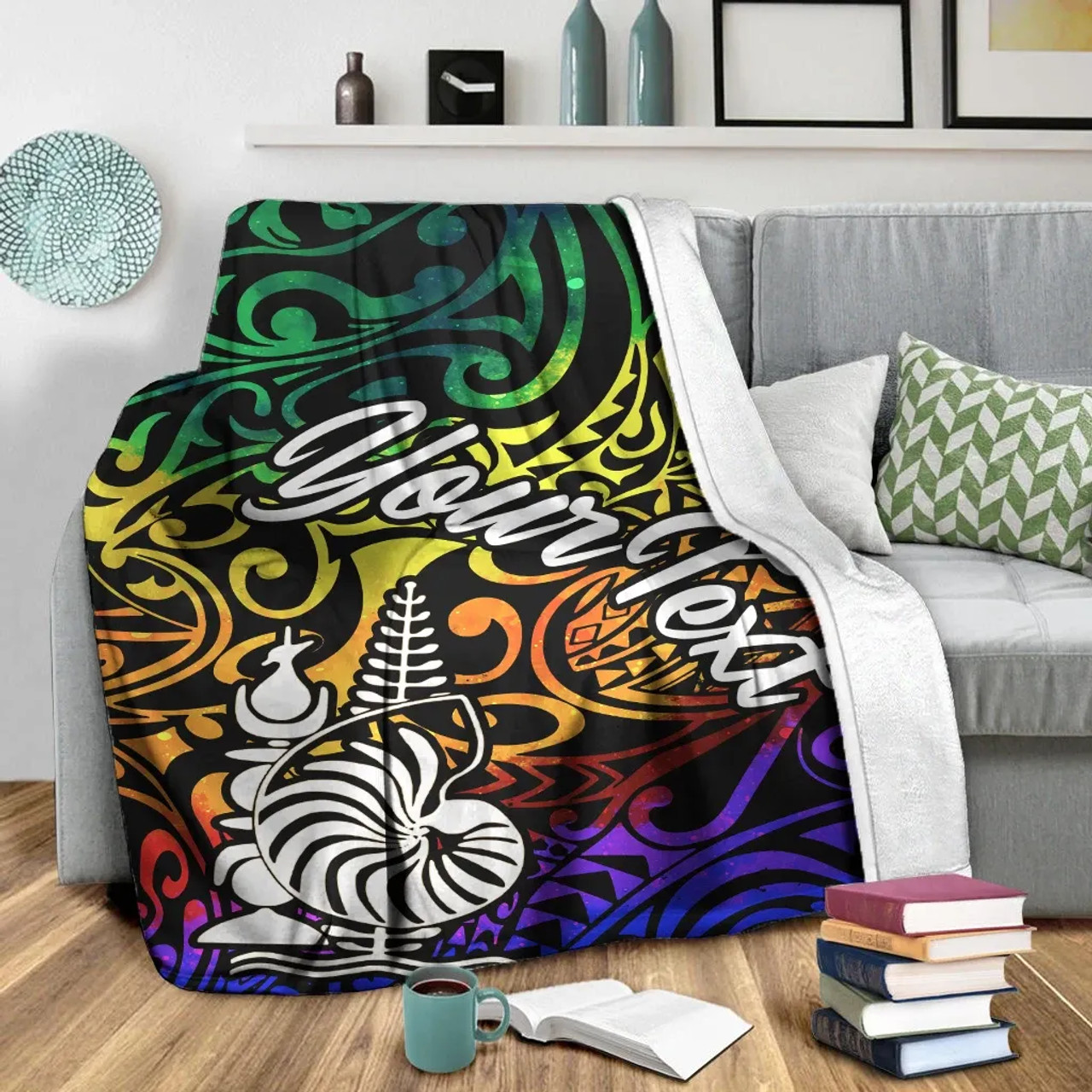 New Caledonia Custom Personalised Premium Blanket Rainbow Polynesian