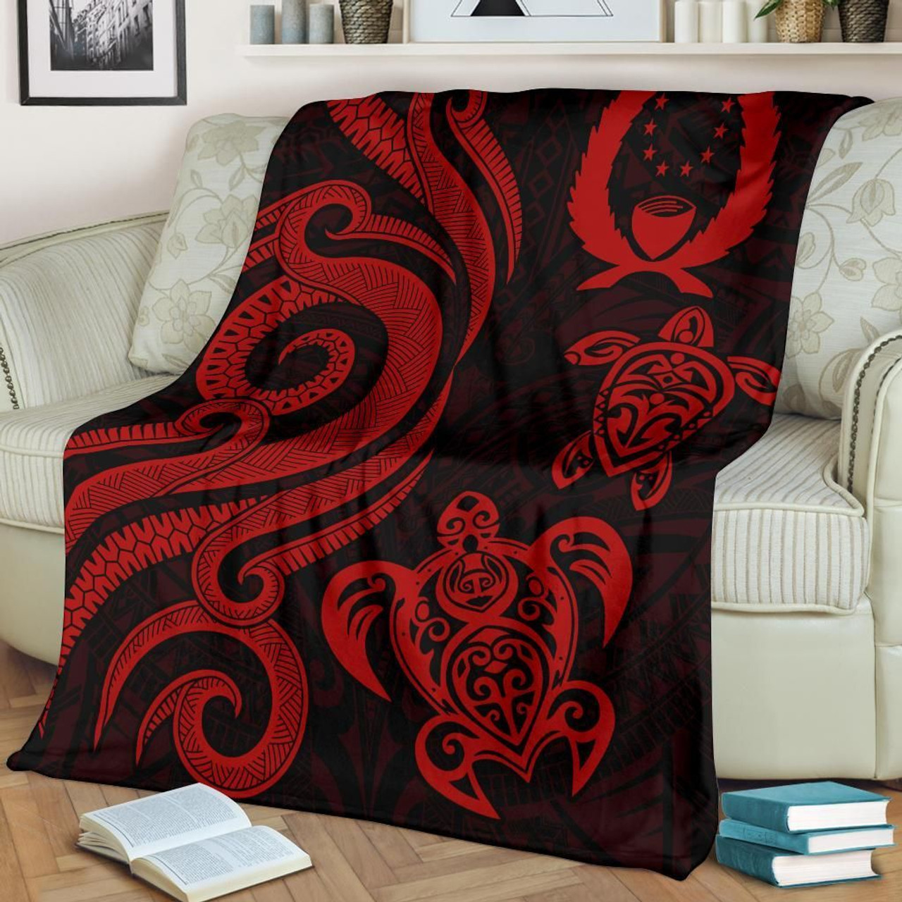 Pohnpei Micronesian Premium Blanket Red Tentacle Turtle