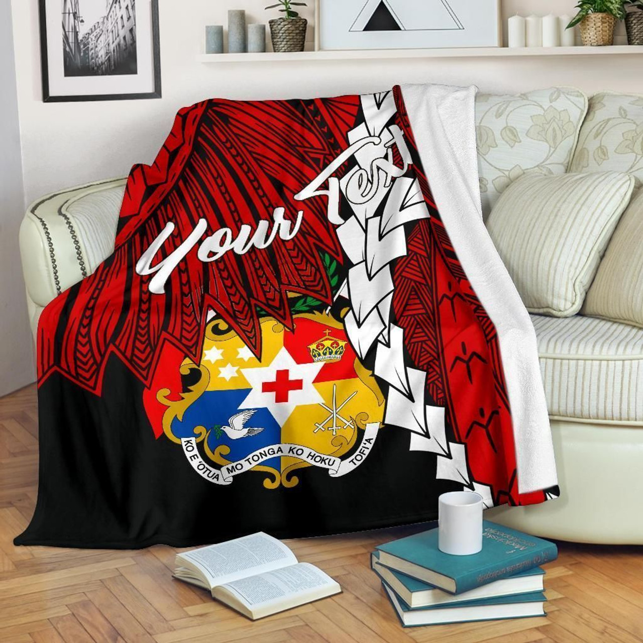 Tonga Polynesian Custom Personalised Premium Blanket Tribal Wave