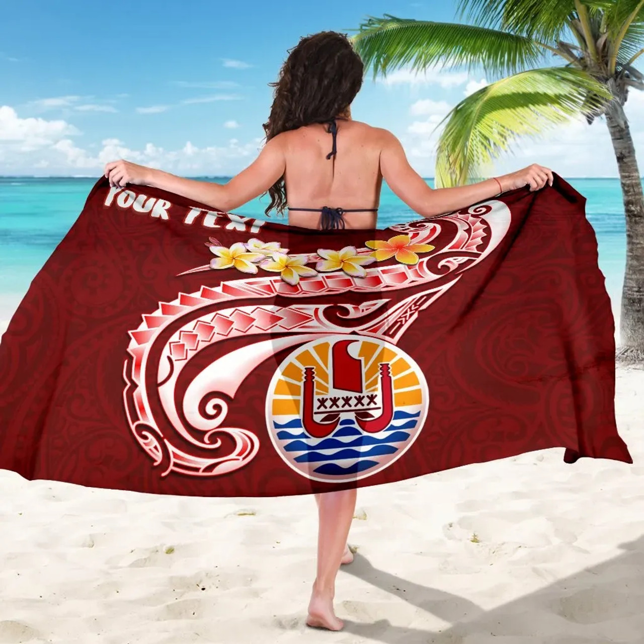 Tahiti Personalised Sarong Tahiti Seal Polynesian Patterns Plumeria
