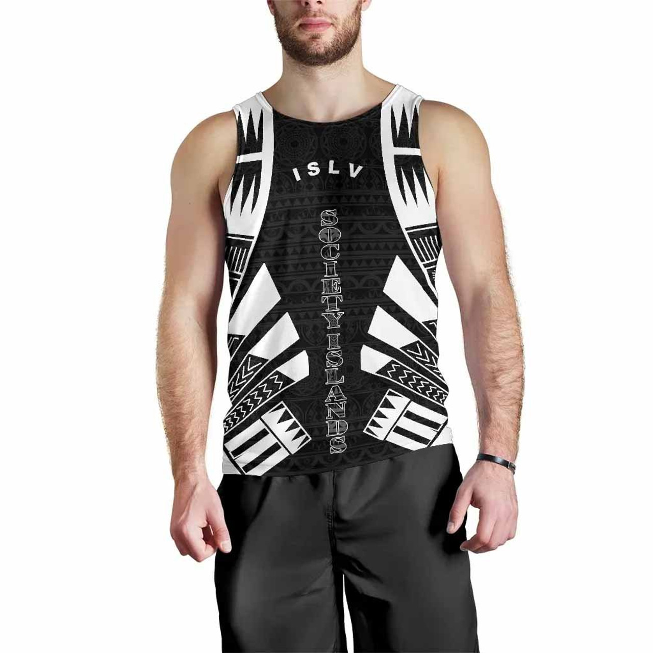 Society Islands Men Tank Top Polynesian Tattoo Black
