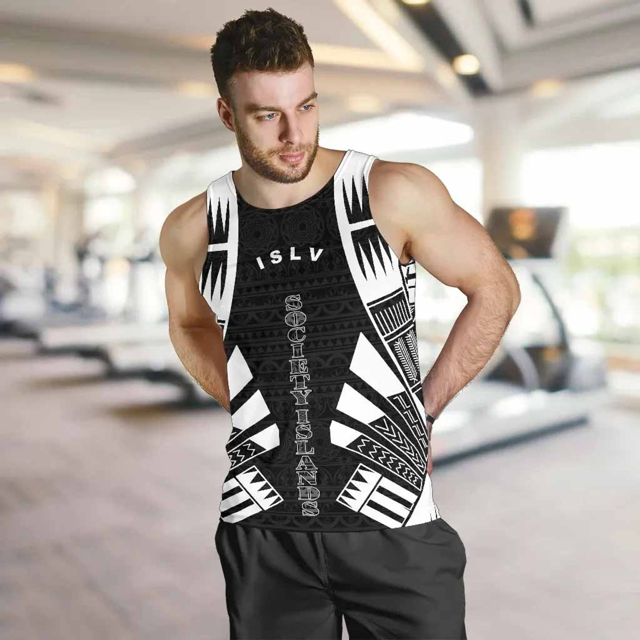 Society Islands Men Tank Top Polynesian Tattoo Black