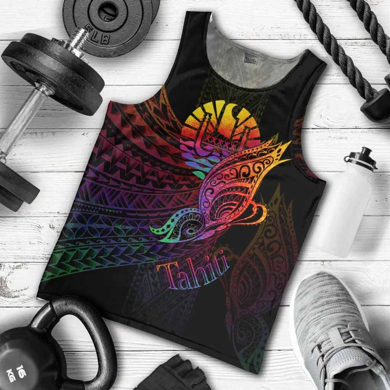 Tahiti Men Tank Top Butterfly Polynesian Style