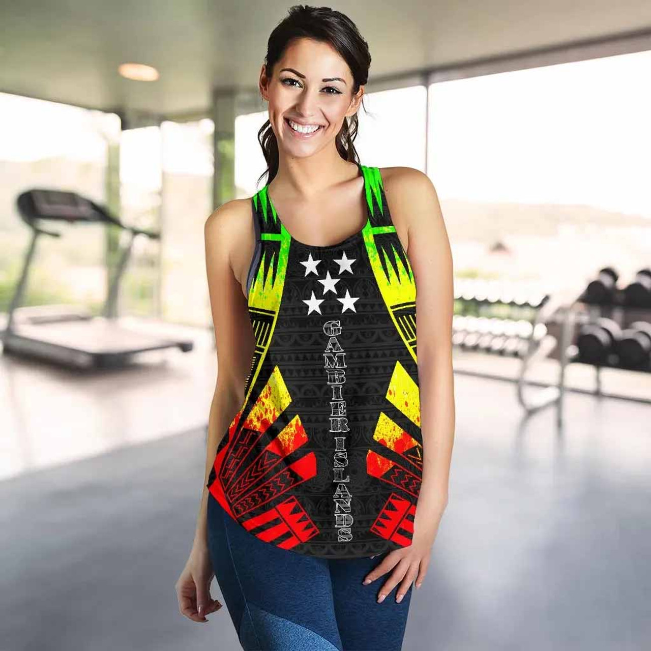 Gambier Islands Women Racerback Tank Polynesian Tattoo Reggae