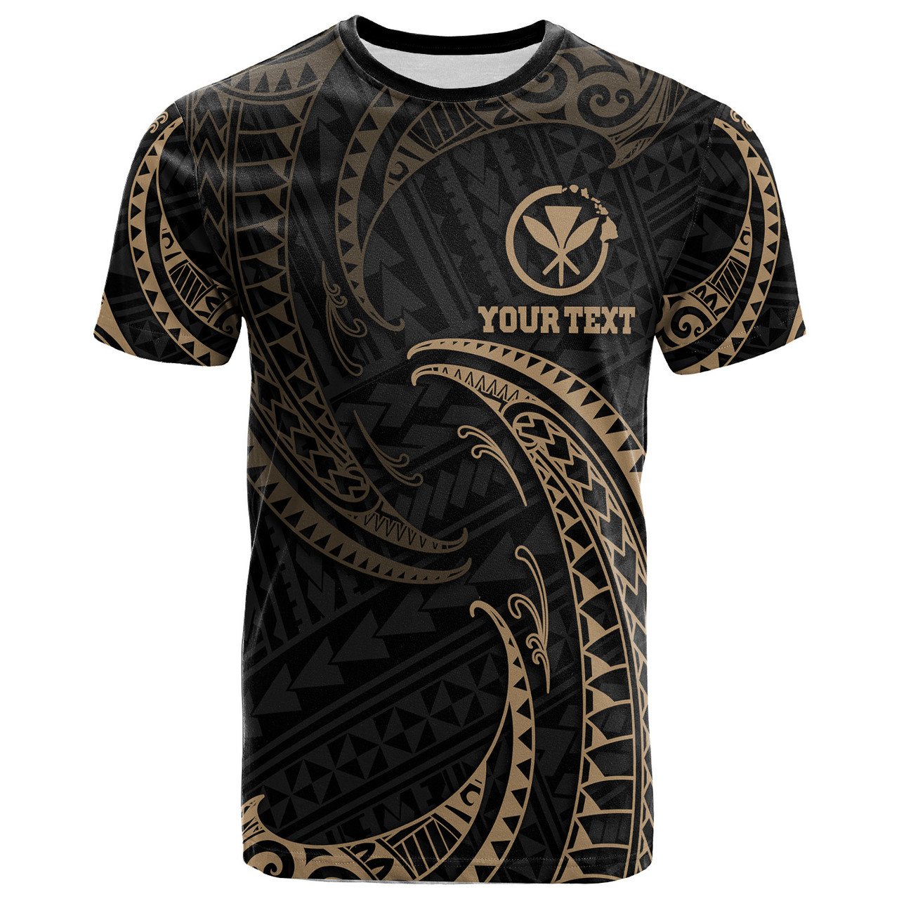 Hawaii Polynesian Custom Personalised T Shirt Gold Tribal Wave