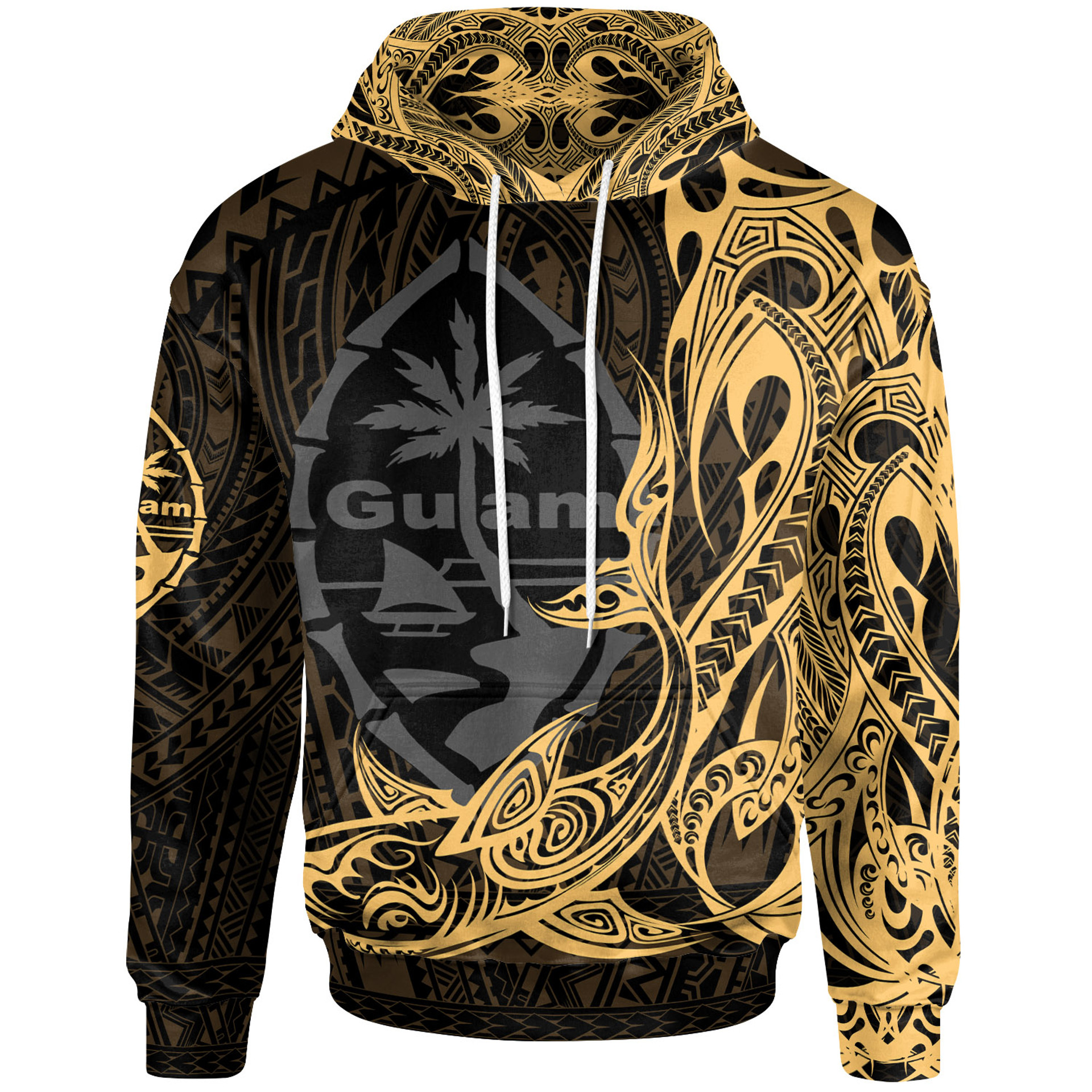 Guam Hoodie Guam Seal With Shark Gold Color