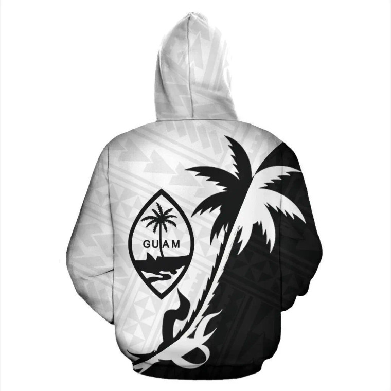 Guam Hoodie Guam Coat Of Arms Coconut Tree Black White
