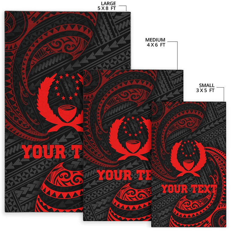 Pohnpei Polynesian Custom Personalised Area Rug Red Tribal Wave