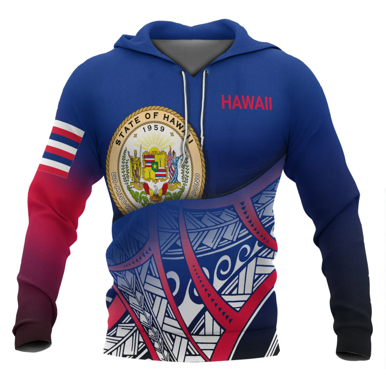 Hawaii Coat Of Rms Hoodie Polynesian Pattern