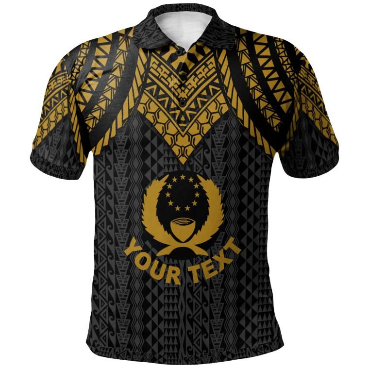 Pohnpei Custom Personalised Polo Shirt Polynesian Armor Style Gold