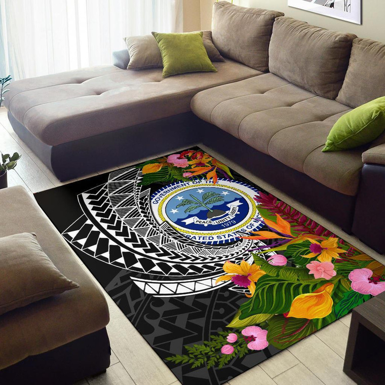 Federated States Of Micronesia Area Rug Seal Spiral Polynesian Patterns